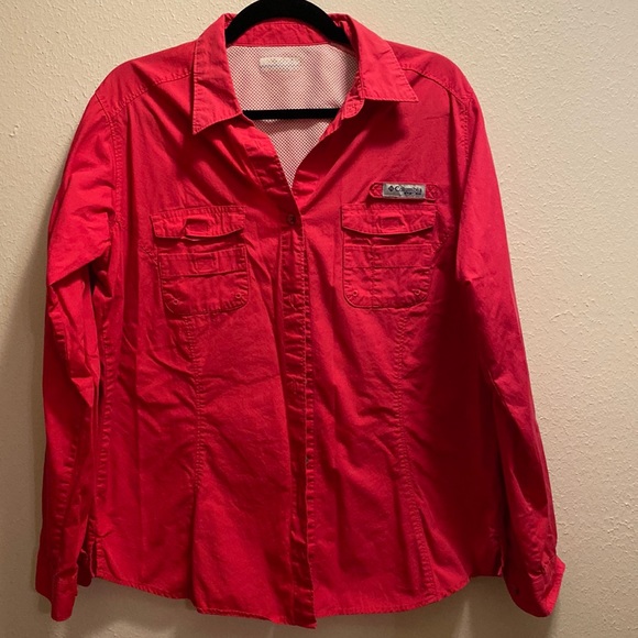 Columbia | Tops | Columbia Hot Pink Color Pfg Long Sleeve Fishing Shirt ...